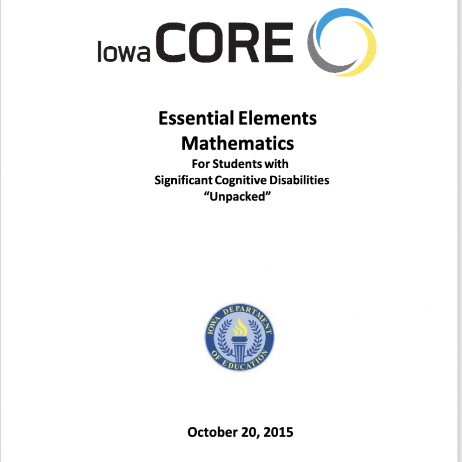 Iowa Core Standards Essential Elements Math Unpacked 1810ER DE iowa-core-standards-essential-elements-math-unpacked-1810er-de